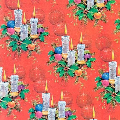 Wrapping paper - candles on red | DECORATIONS | vintage wrapping paper ...